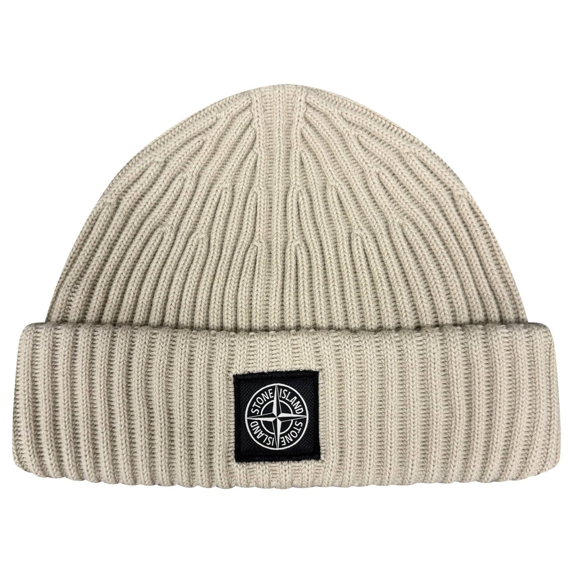 Stone Island Thick Ribbed Wool Beanie Hat Beige – Kick Game