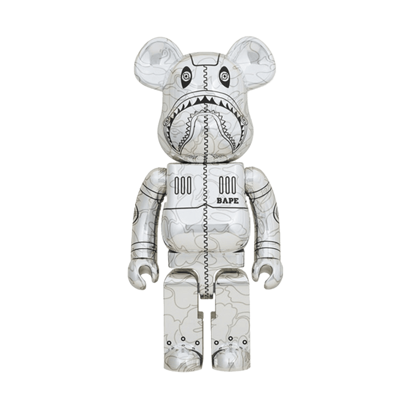Bearbrick x BAPE x Hajime Sorayama Camo Shark 1000% 'Silver' — Kick Game